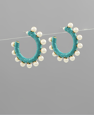 Teal Raffia & Pearl Earrings – Fisher Collective